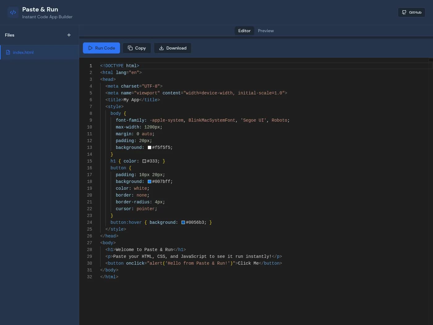 Paste & Run: Instant Code App Builder