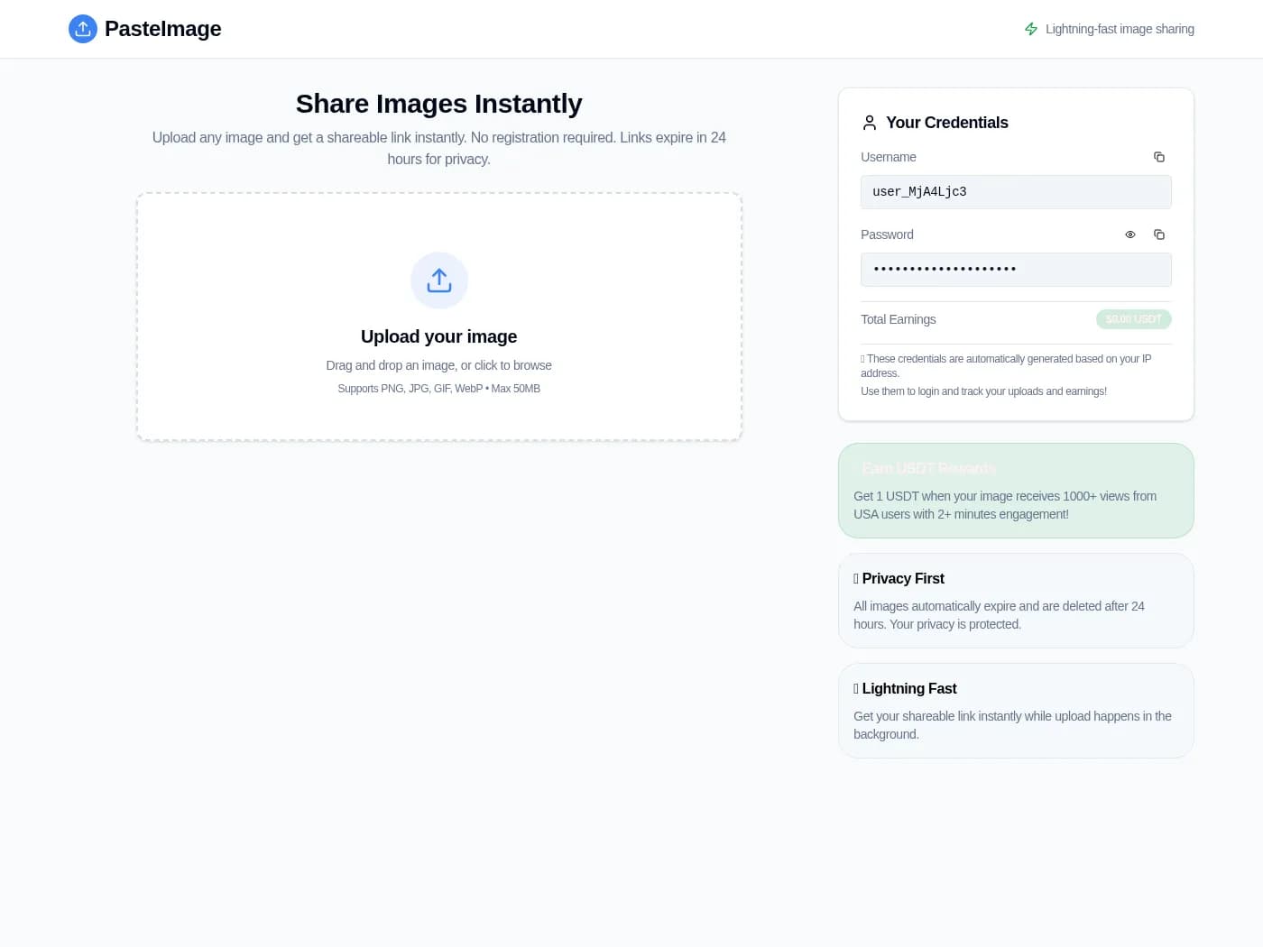 PasteImage: Instant, Anonymous Image Sharing Platform