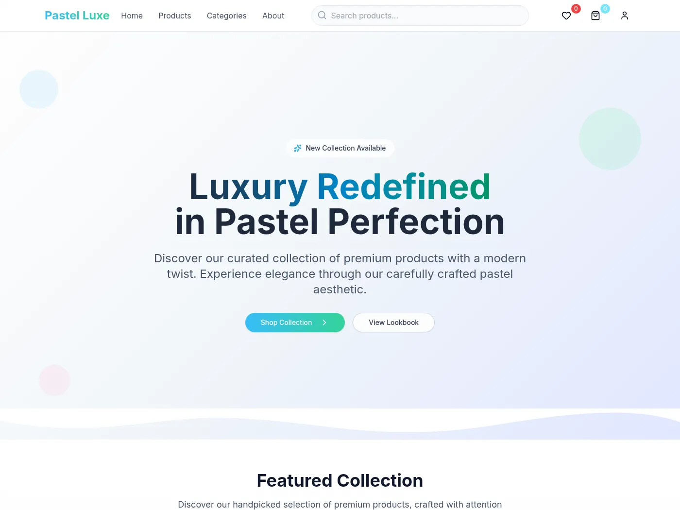 Pastel Luxe E-Commerce Frontend