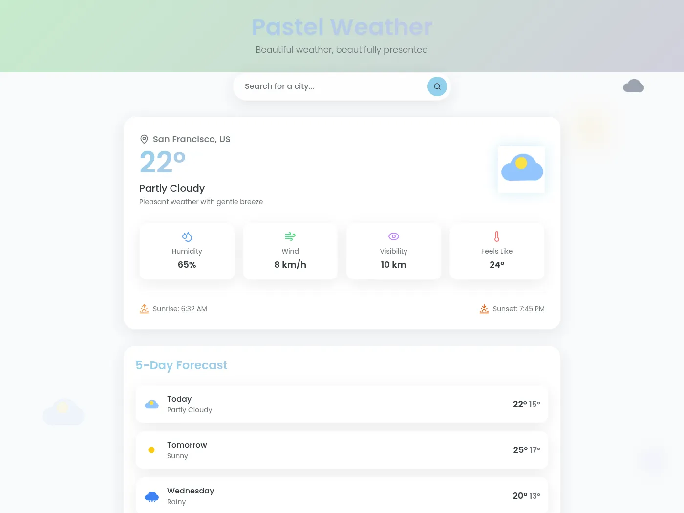 Pastel Weather Web App