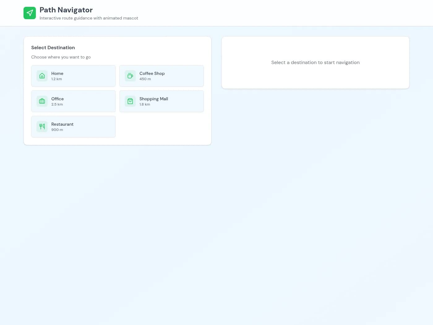 Interactive Path Navigation App with Animated Mascot