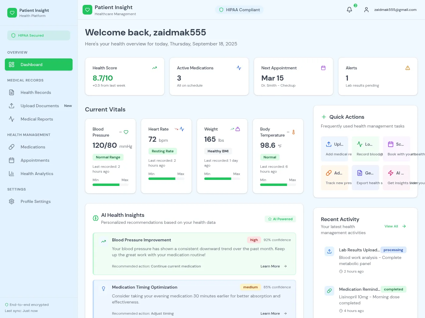 Patient Insight: Comprehensive Personalized Health Management Platform