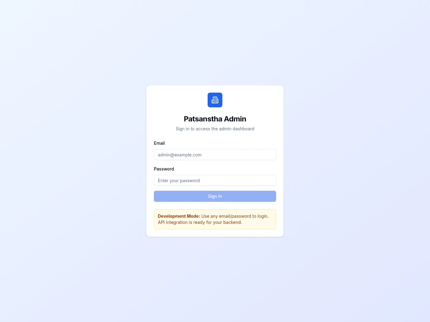 Patsanstha Admin Dashboard UI