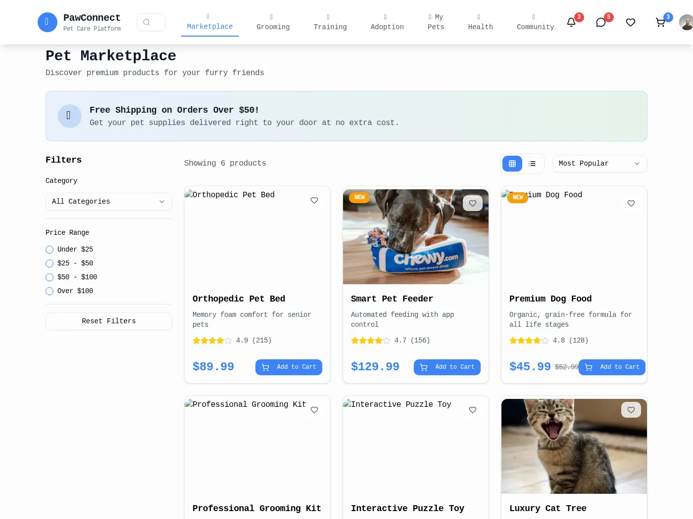 PawConnect - Advanced Pet Marketplace & Pet Care Platform