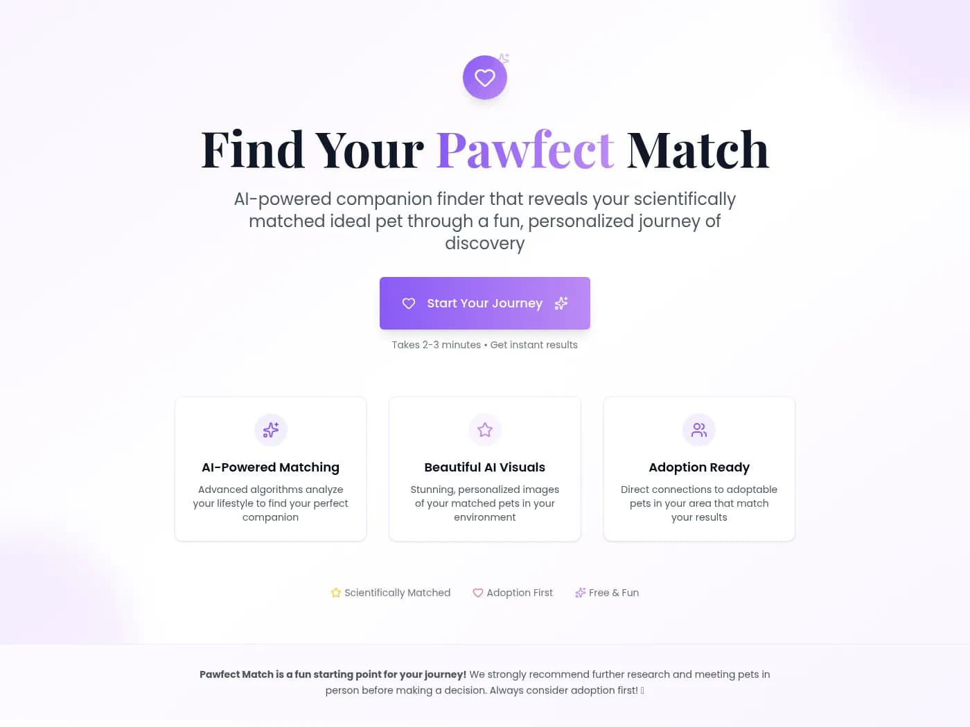 Pawfect Match – AI-Powered Interactive Pet Companion Finder