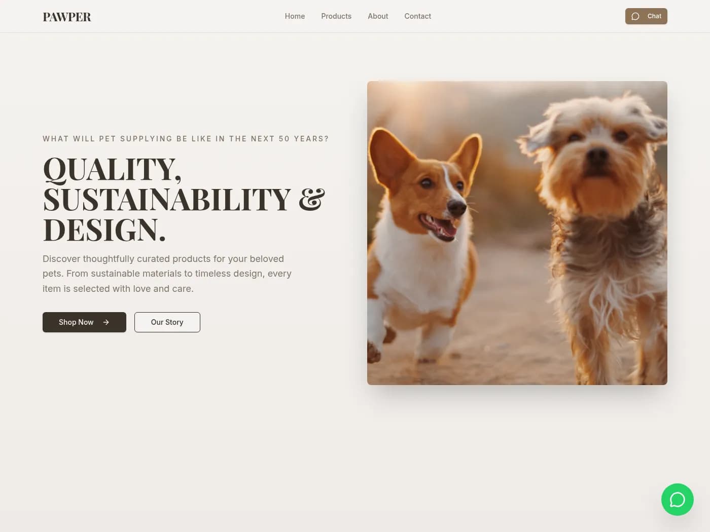 Pawper Pet Shop Website with WhatsApp Contact