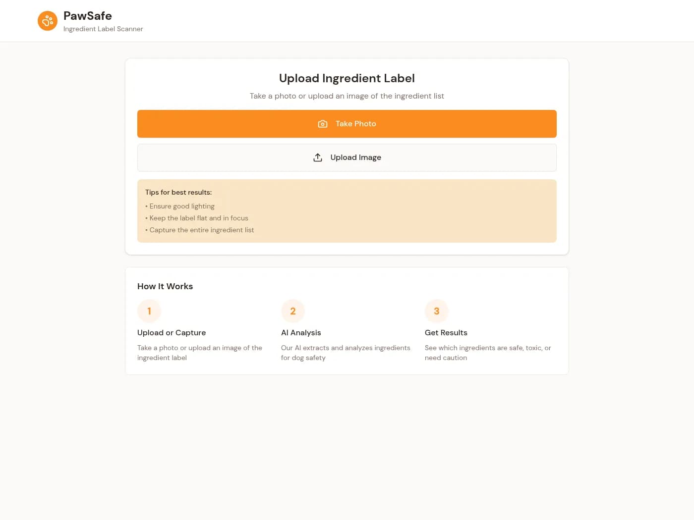 PawSafe Ingredient Label Scanner