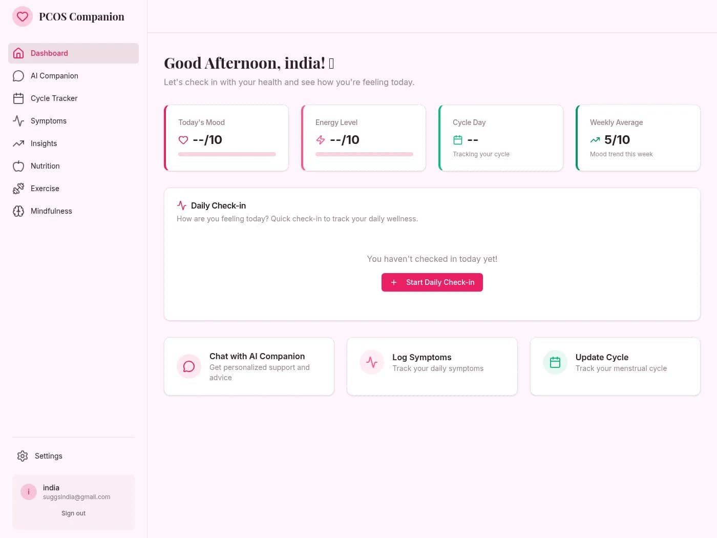 PCOS AI Daily Companion App