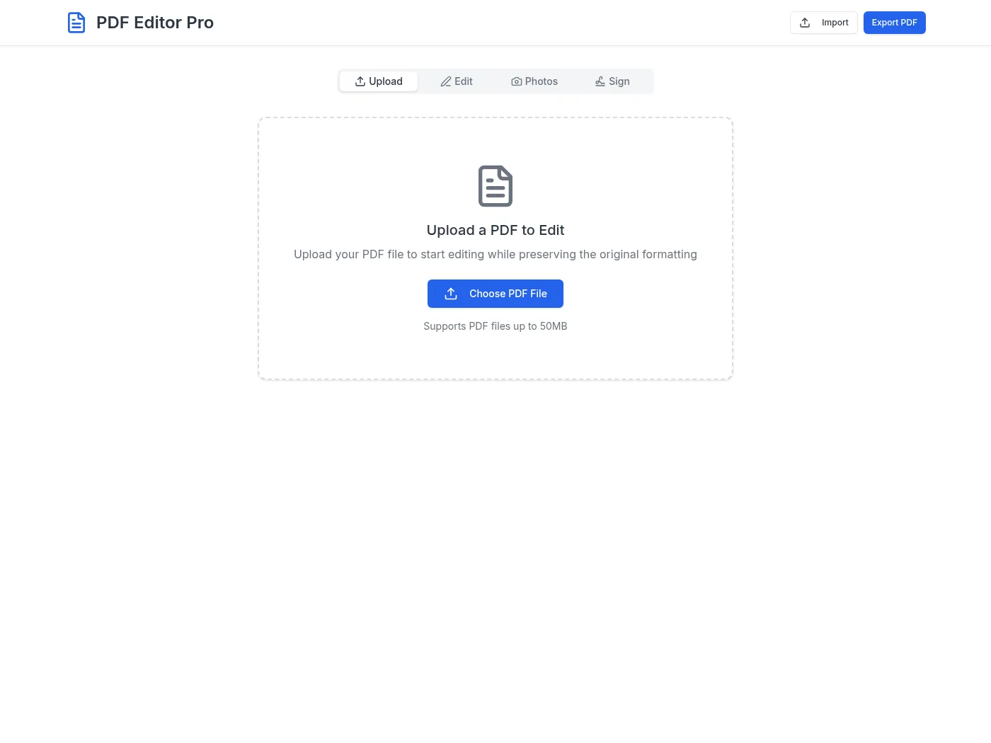 PDF Editor with Format Preservation and Digital Signature