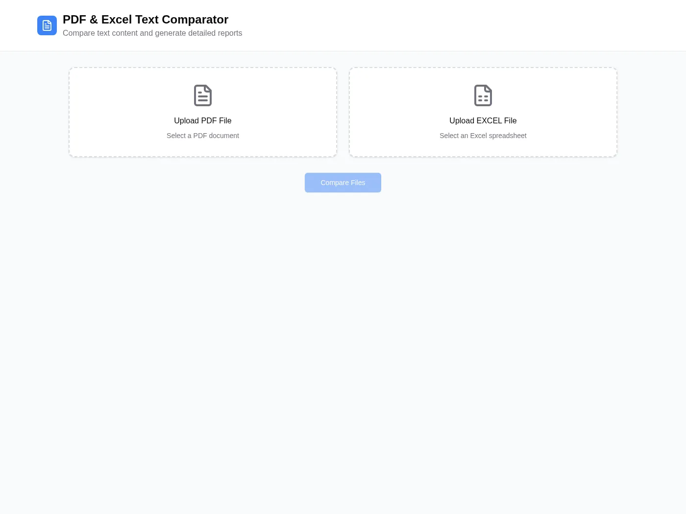 PDF and Excel Text Comparator