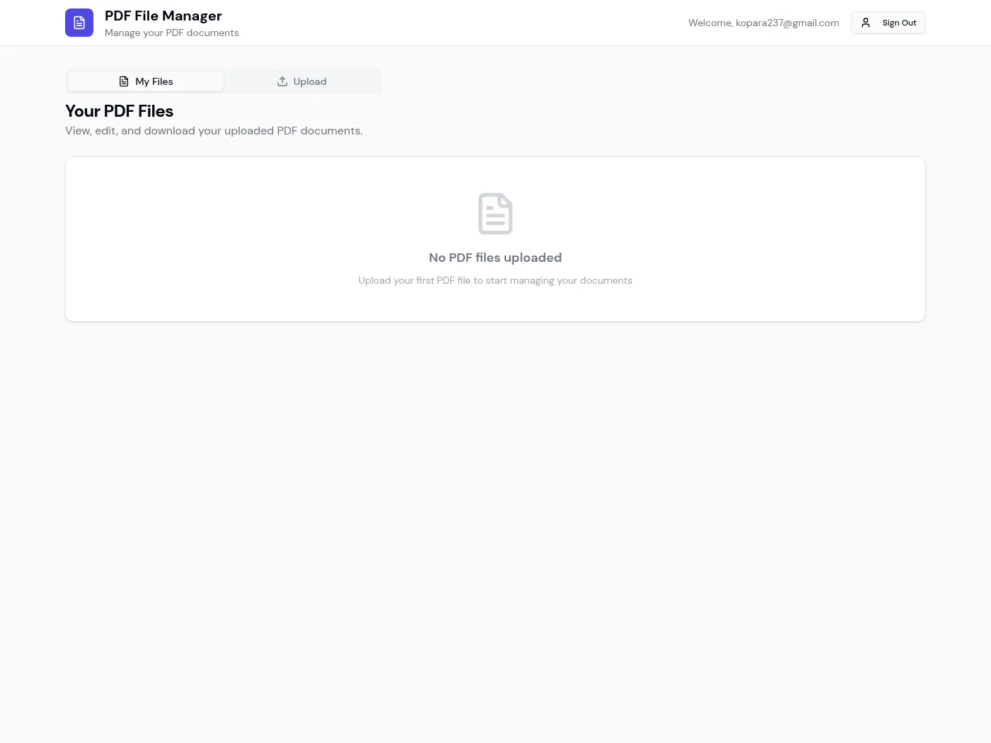PDF File Manager Web App