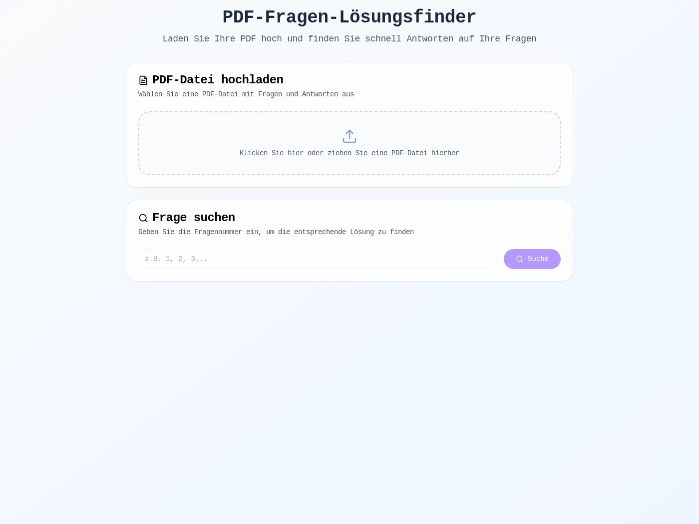 PDF-Fragen-Lösungsfinder Web-App