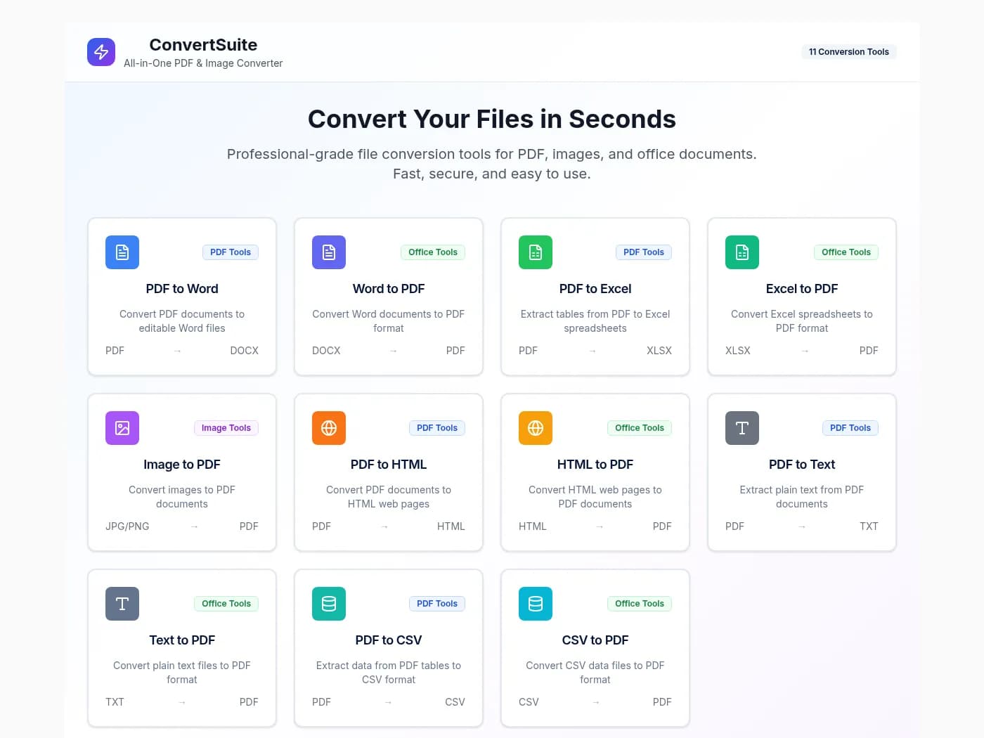 All-in-One PDF & Image Conversion Suite