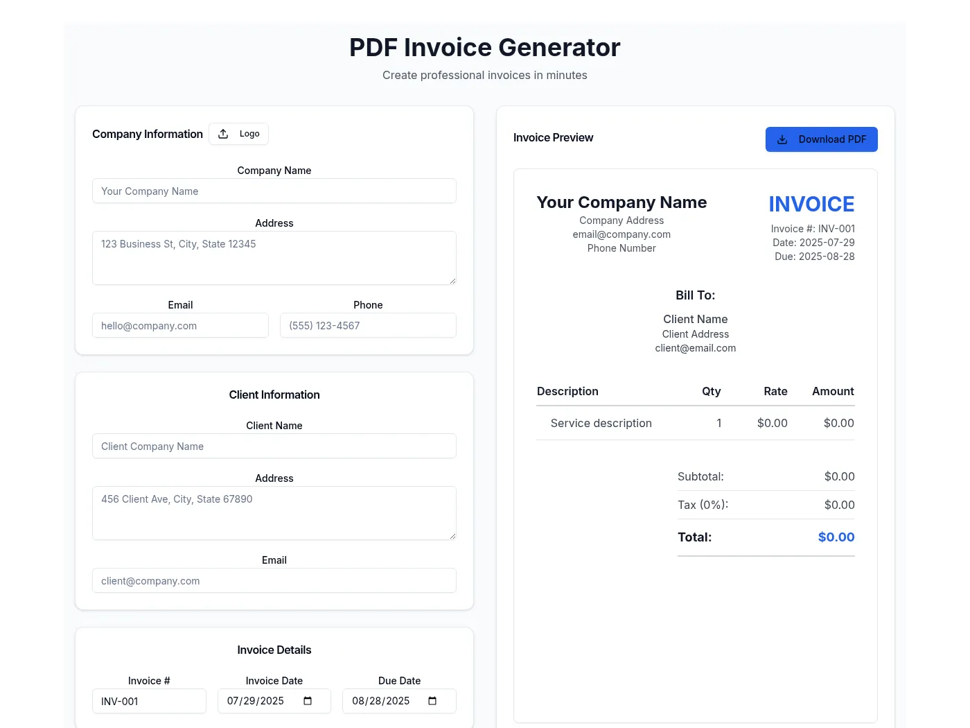 PDF Invoice Generator