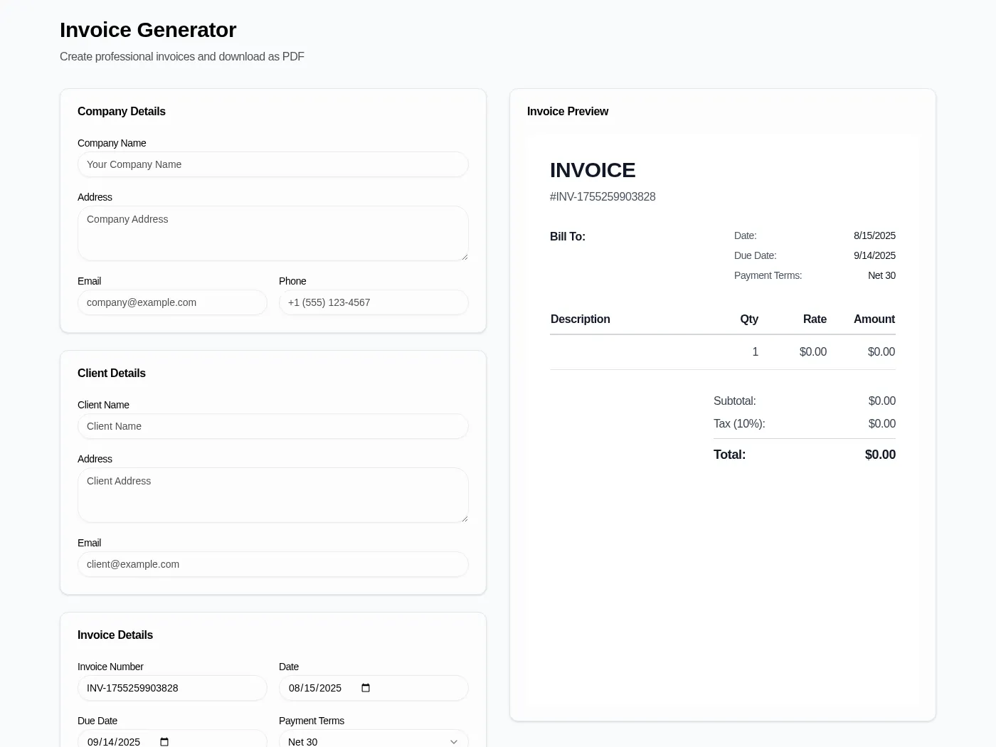 PDF Invoice Generator