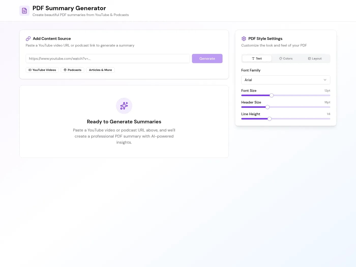 PDF Summary Generator from YouTube & Podcasts