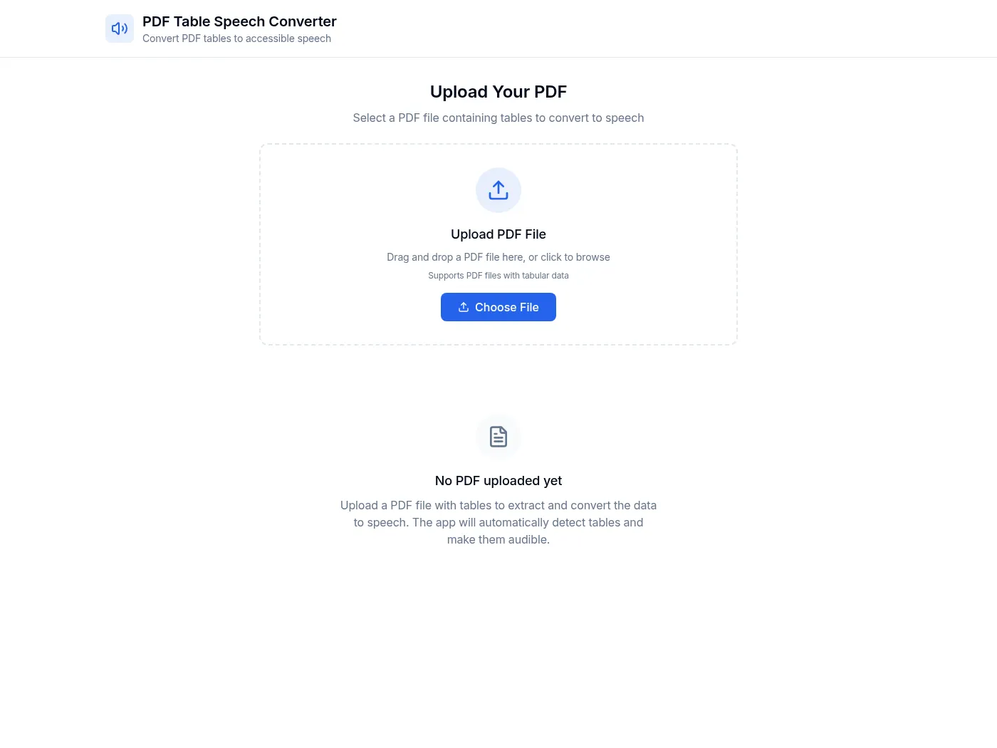 PDF Table Speech Converter