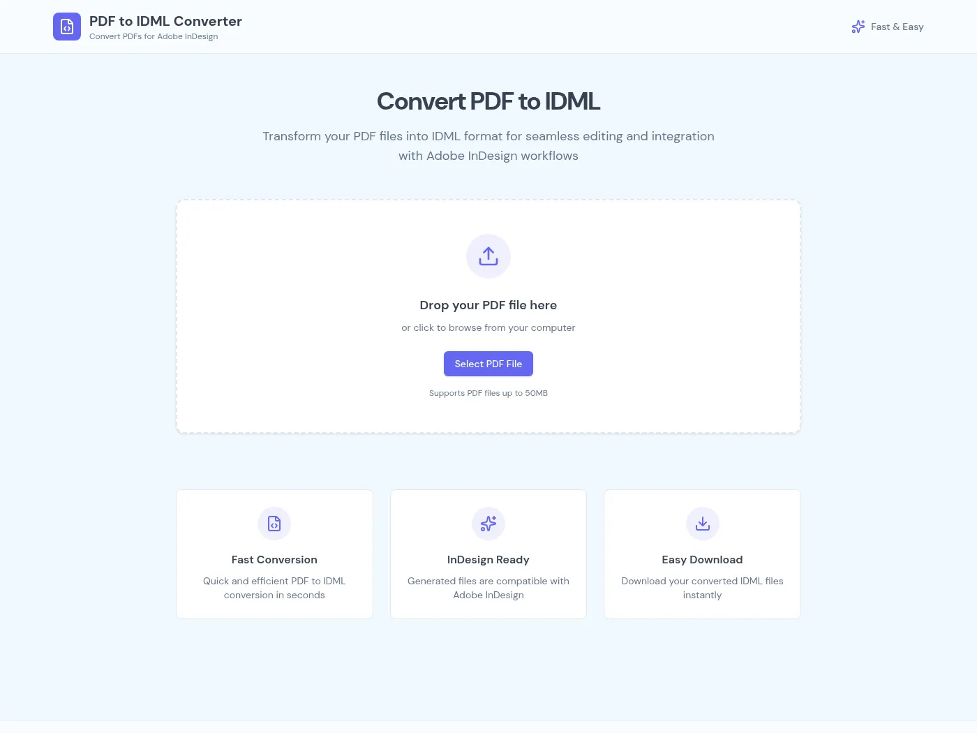 PDF to IDML Converter Web App