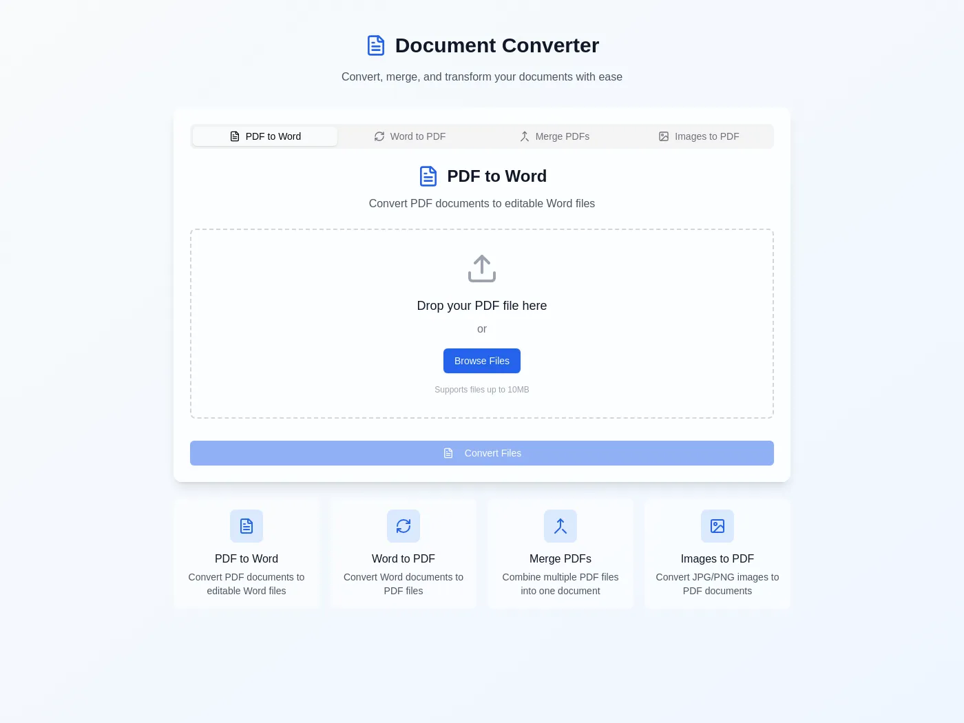 PDF to Word Converter Web App