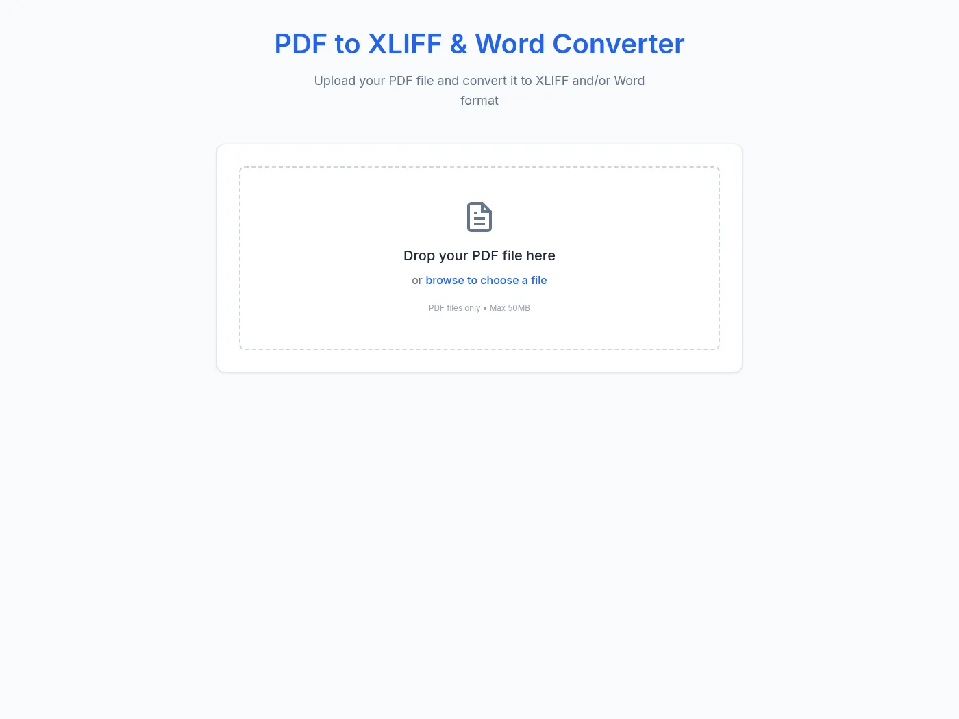 PDF to XLIFF and Word Converter Web App
