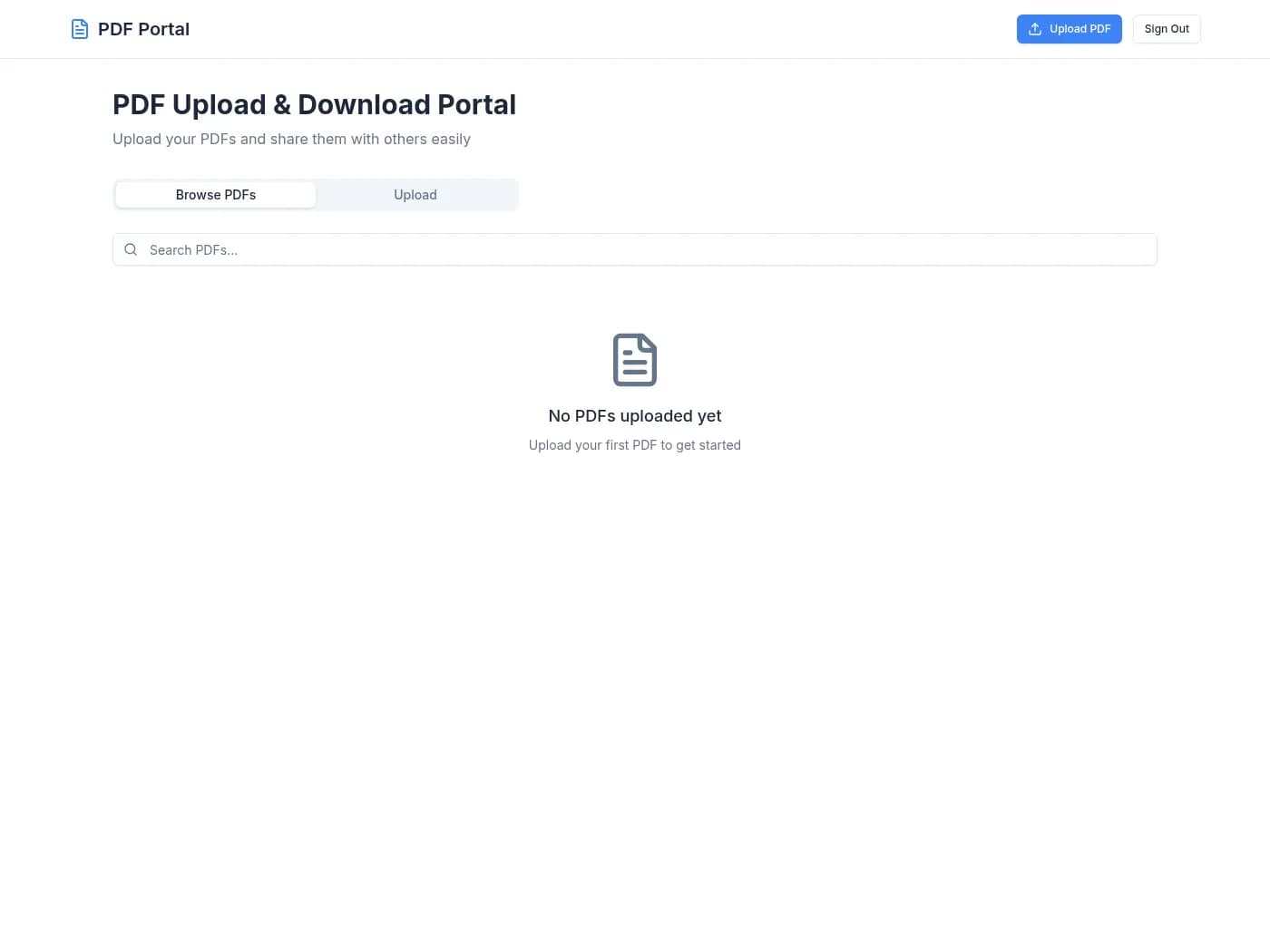 PDF Upload and Download Portal