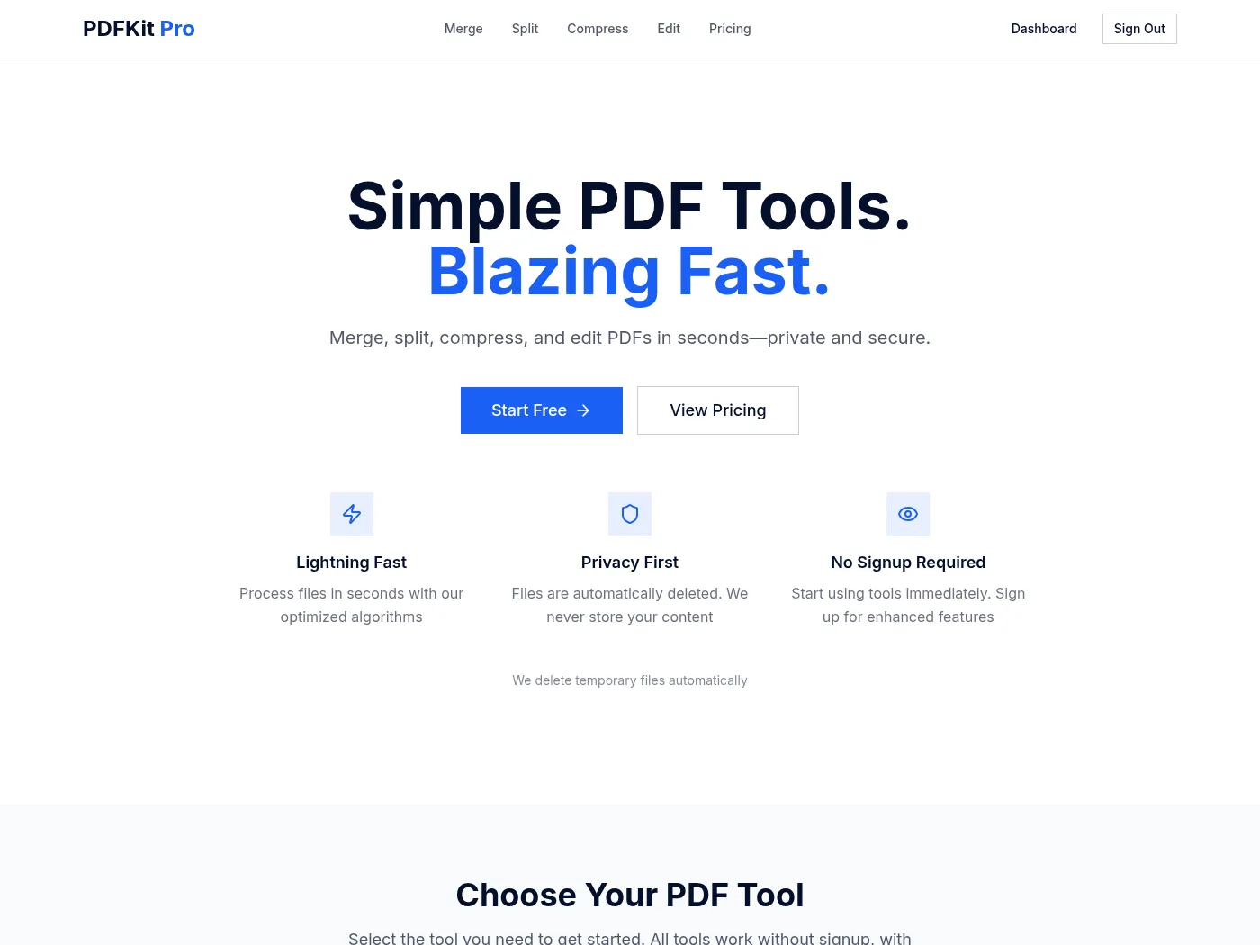 PDFKit Pro – Blazing Fast Minimal PDF Toolkit for Merge, Split, Compress, and Edit