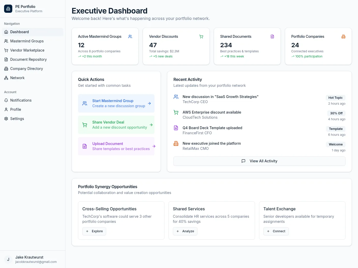 PE Portfolio Executive Communication Platform