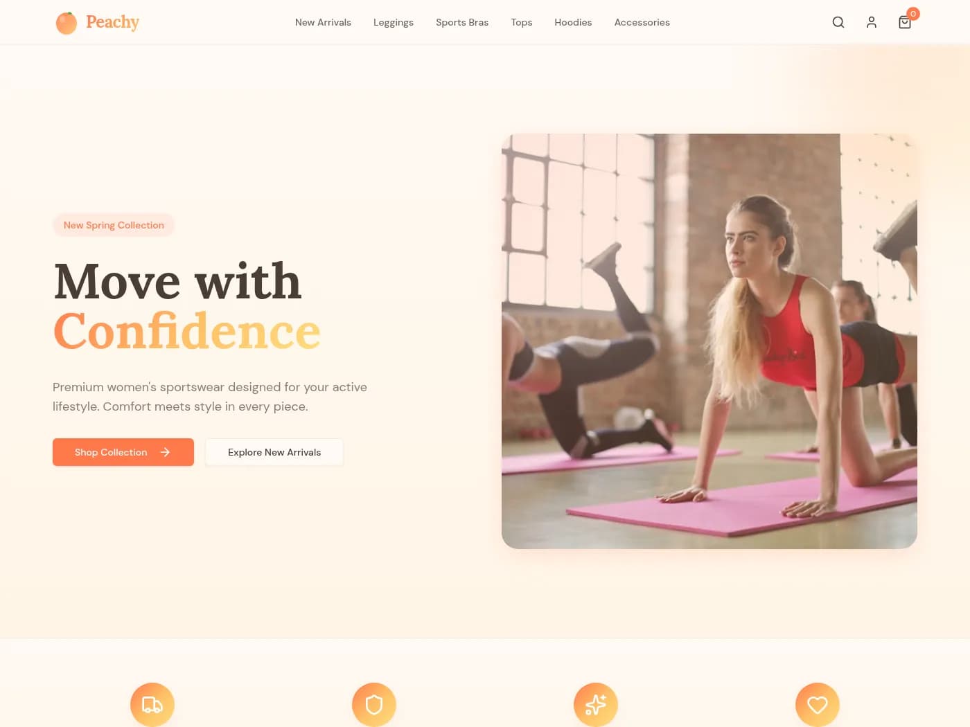 Peachy – Elegant AI-Powered Women’s Sportswear Store Website