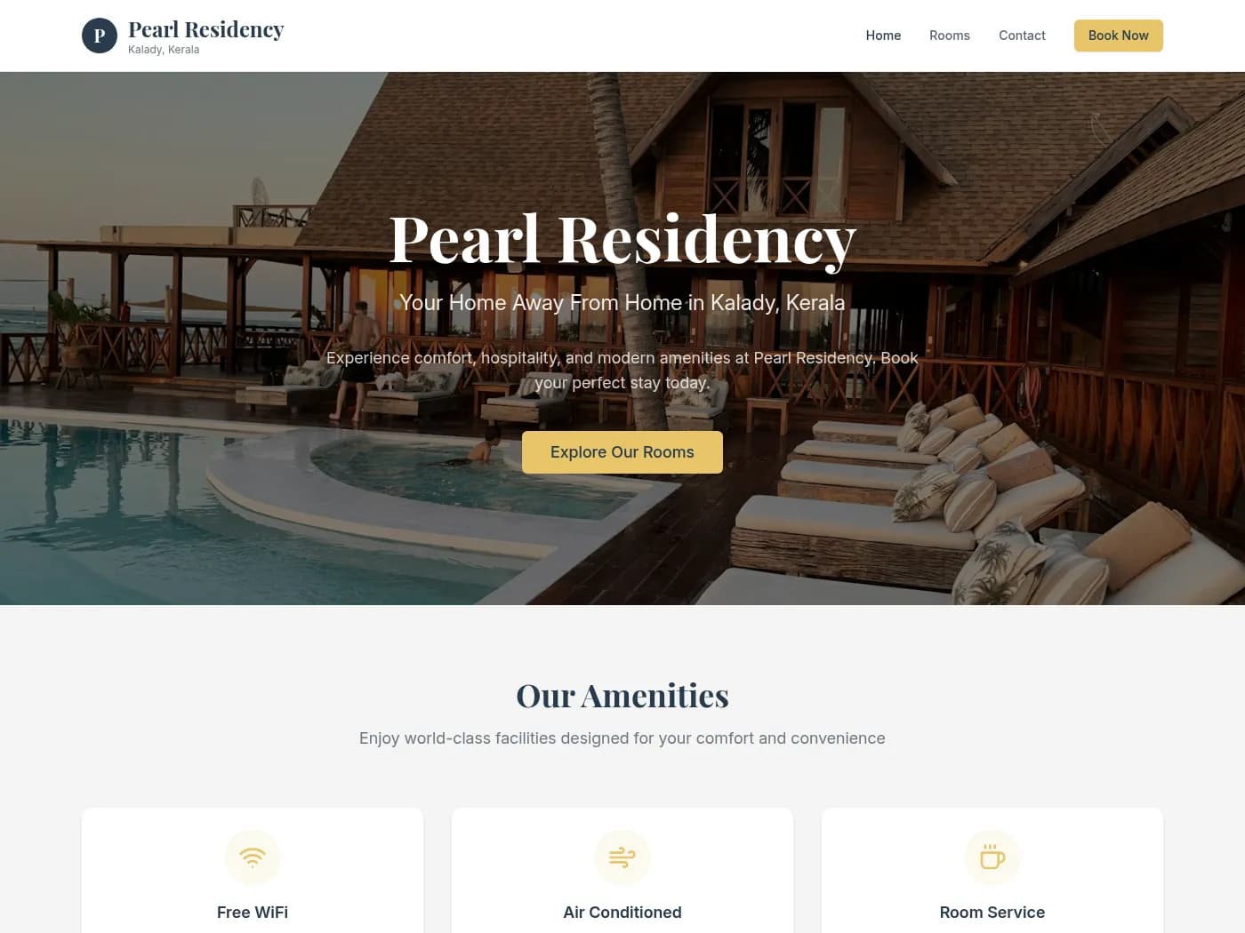 Pearl Residency Hotel Booking Website