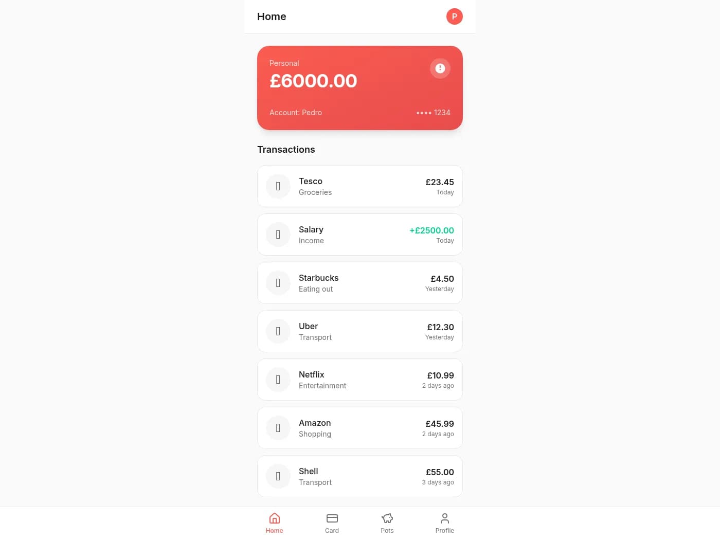 PedroMonzo – A Realistic Monzo Bank Replica Dashboard