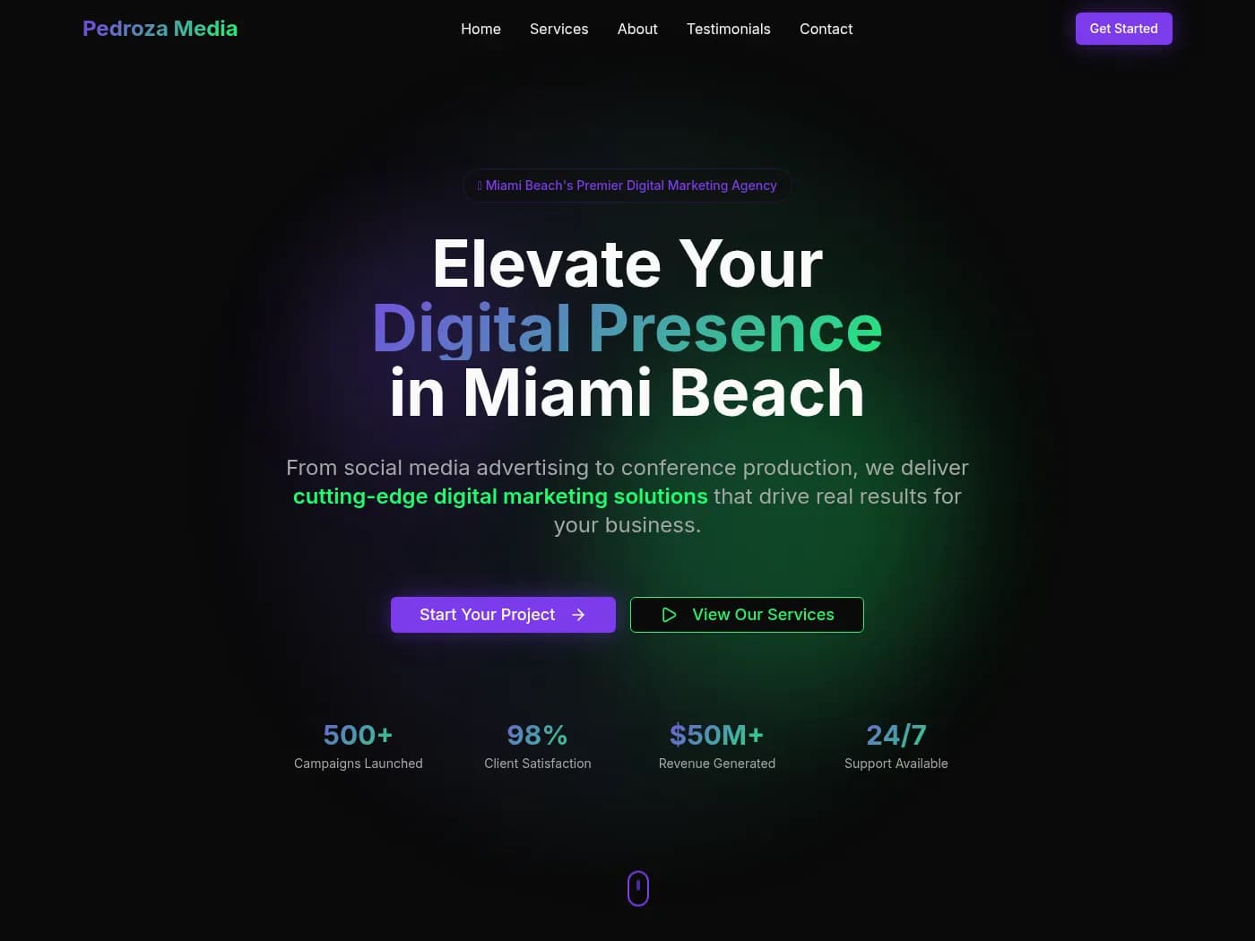 Pedroza Media Digital Marketing Agency Website