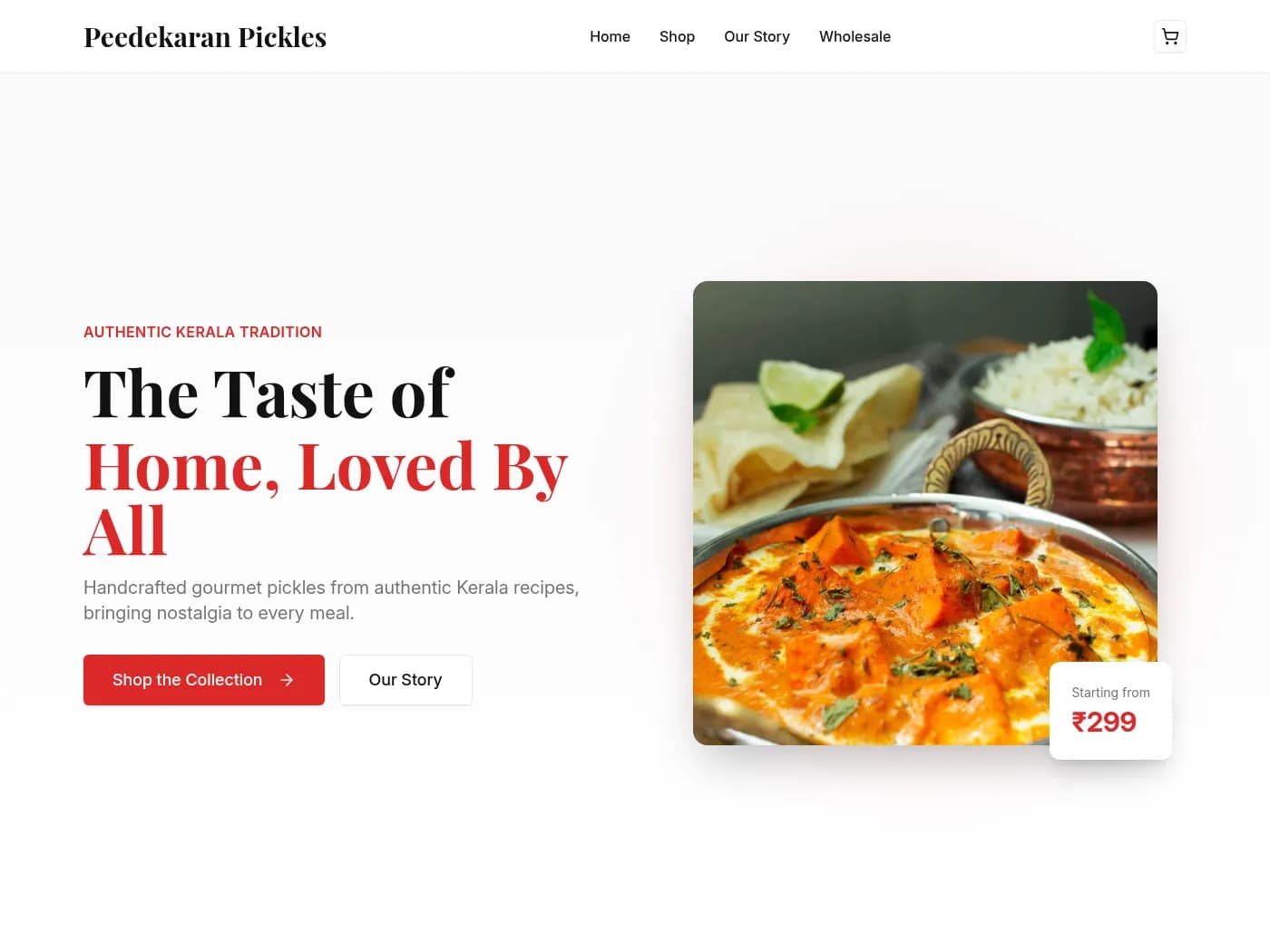 Peedekaran Pickles Premium E-commerce Website