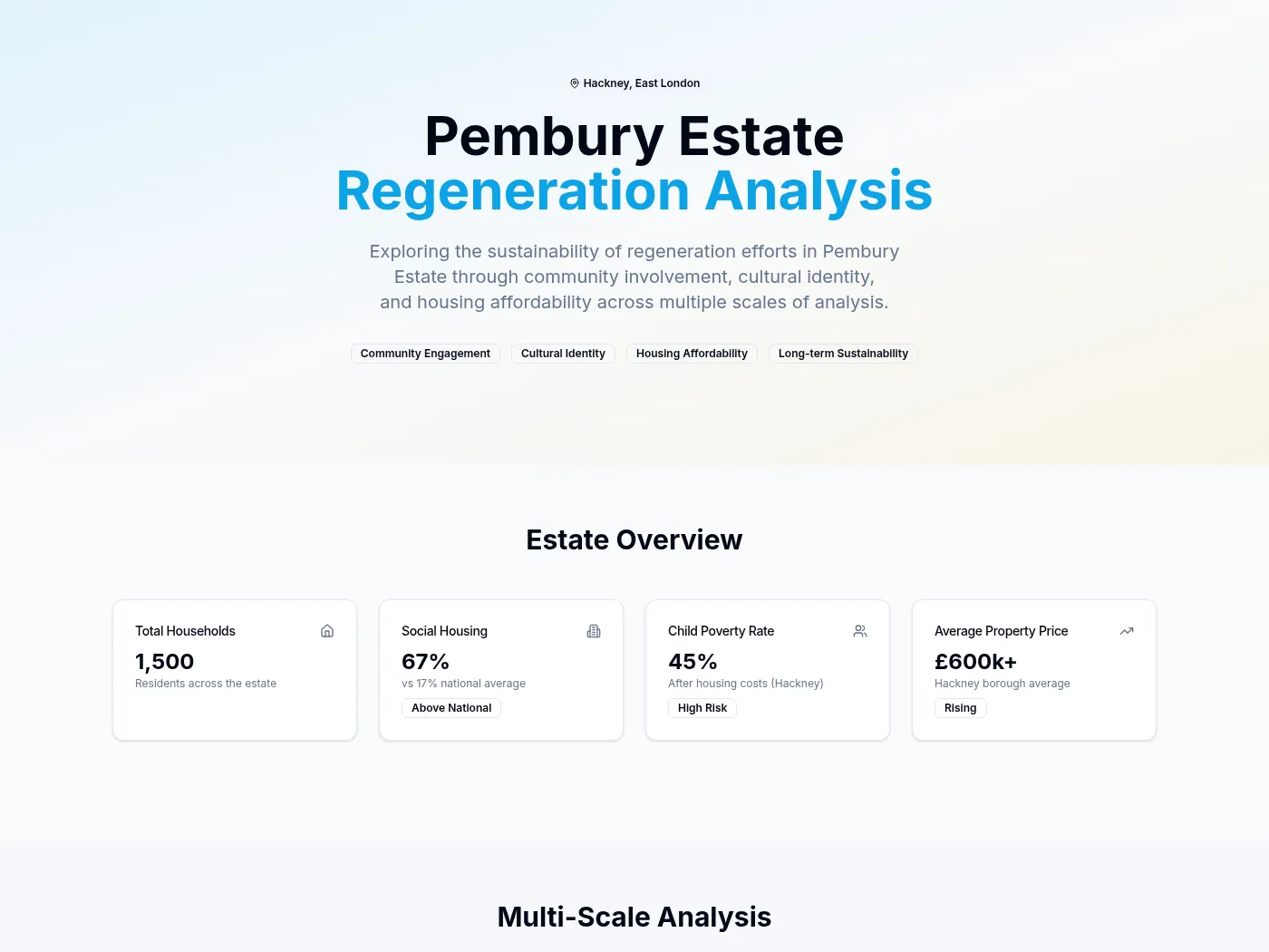 Pembury Estate Regeneration Sustainability Analysis Platform