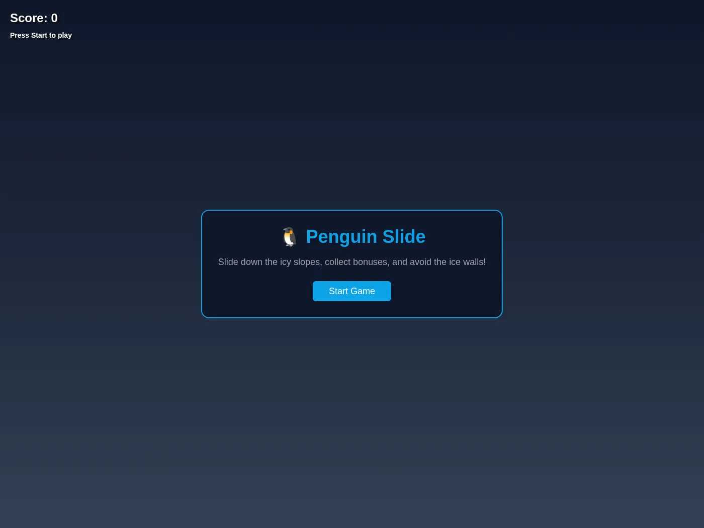 Penguin Slide: WebGL Arcade Game