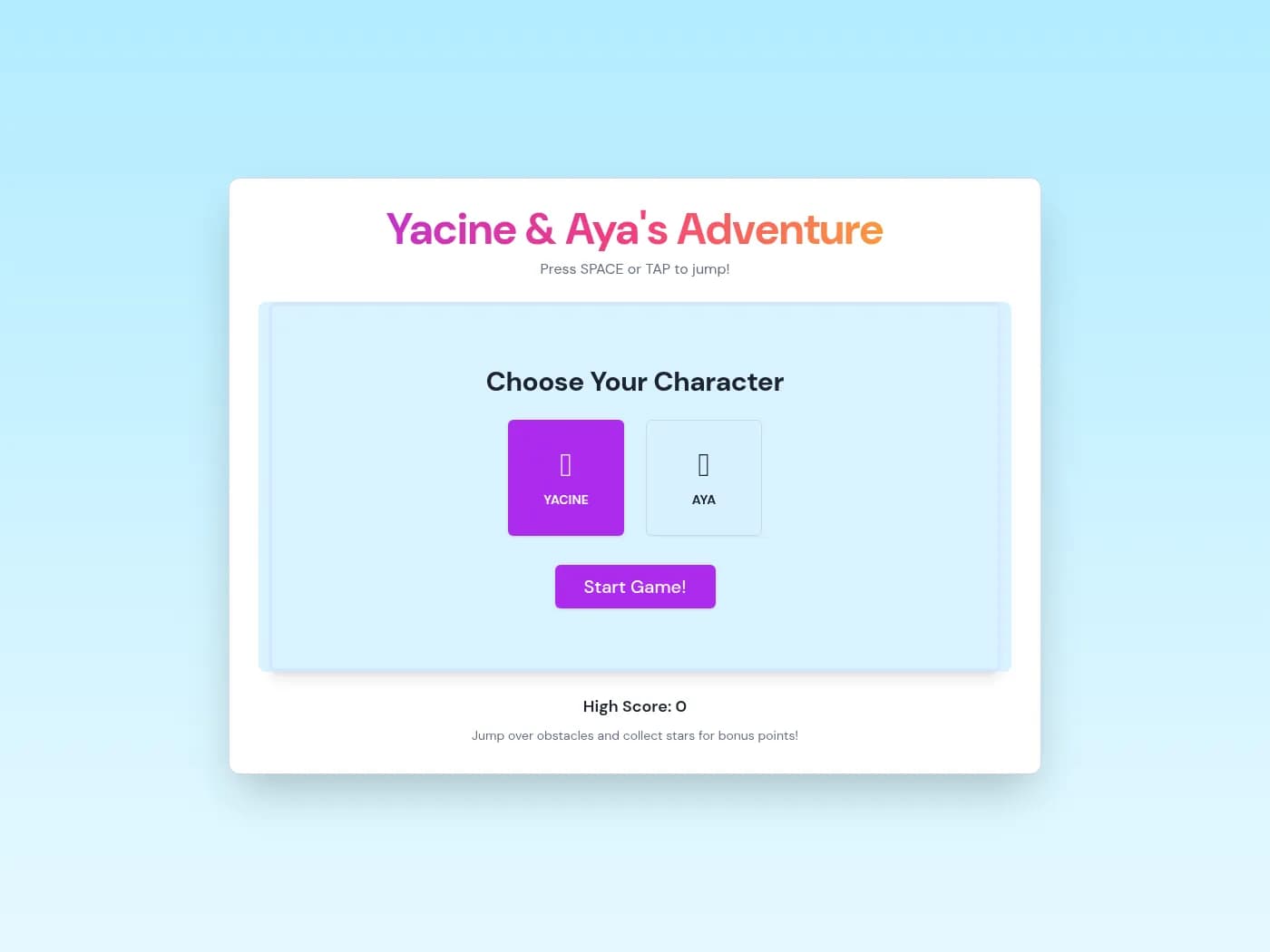Pepelo-Inspired Game Featuring Yacine and Aya