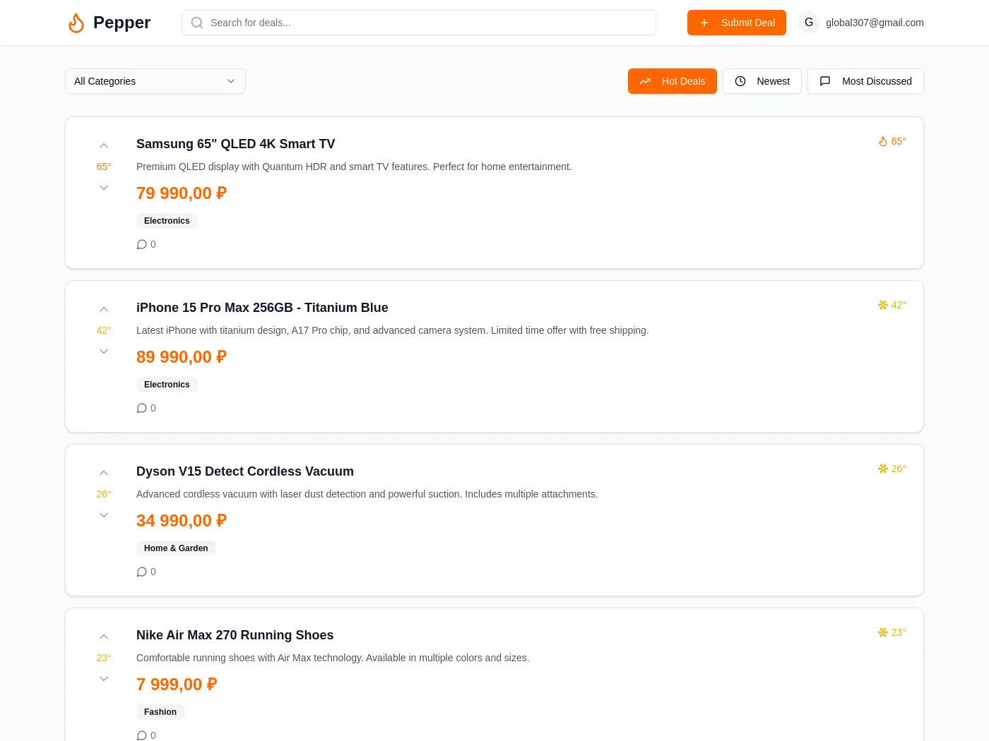 Pepper.ru Deals Community Clone