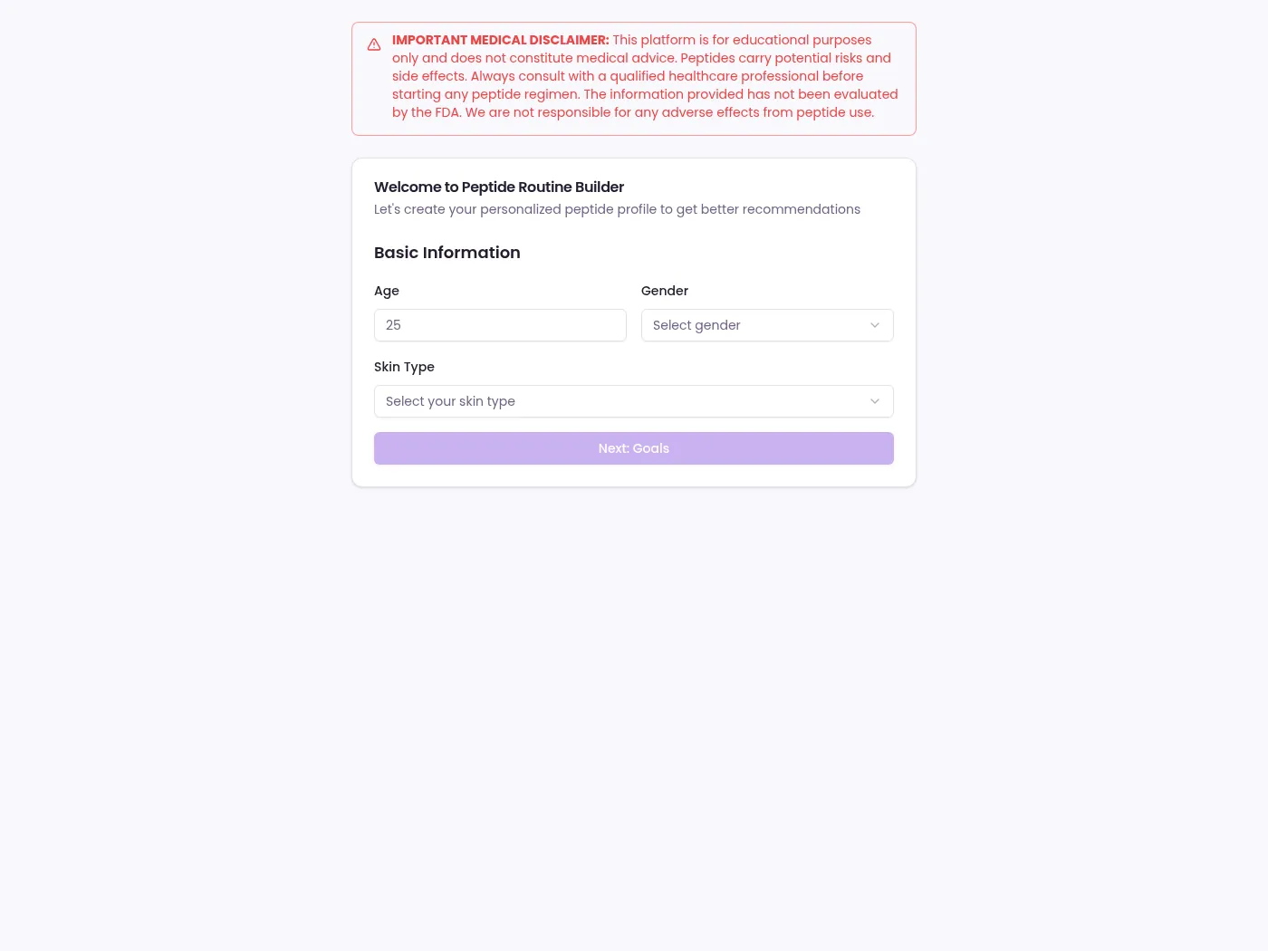 Peptide Routine Builder & Progress Tracker