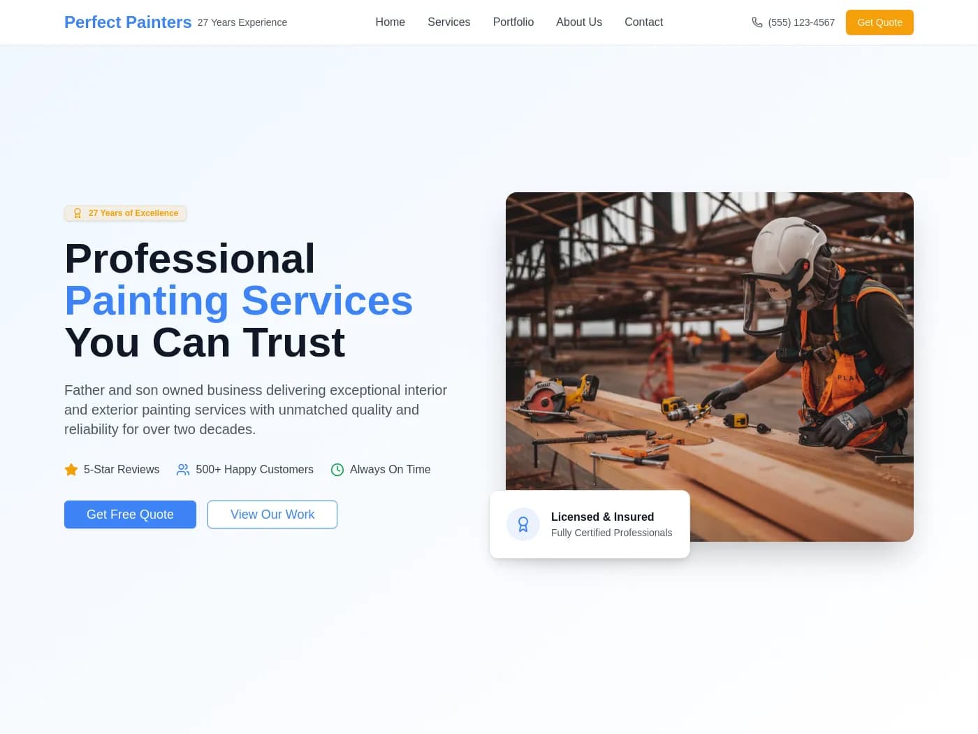 Perfect Painters Business Website