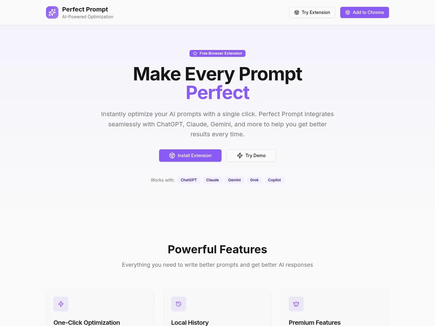 Perfect Prompt — AI-Powered Prompt Optimization Browser Extension