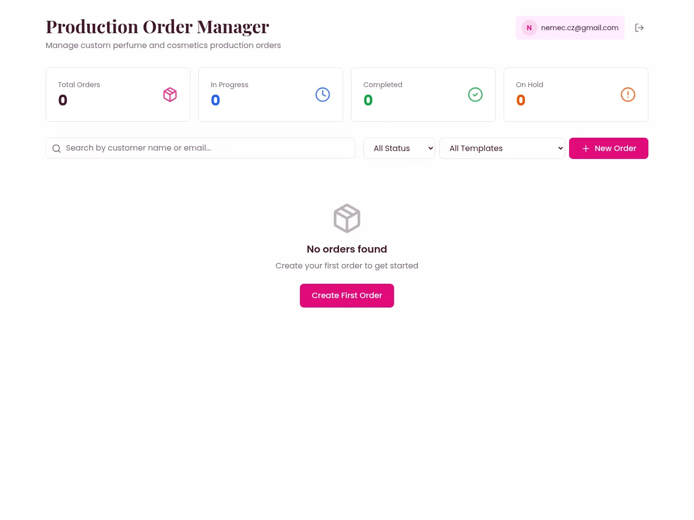 Perfume & Cosmetics Production Order Manager