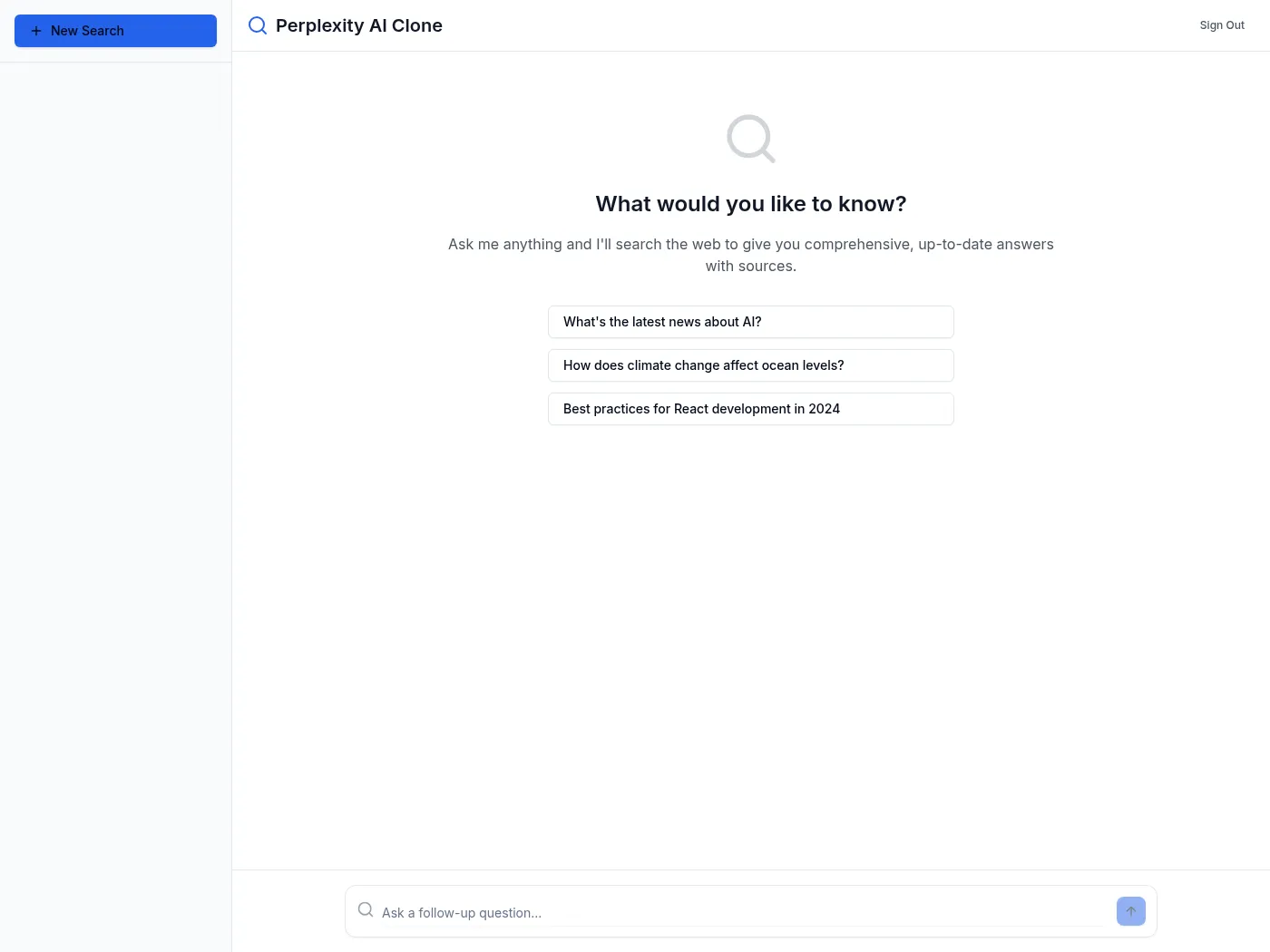 Perplexity AI Clone - Conversational Search Engine