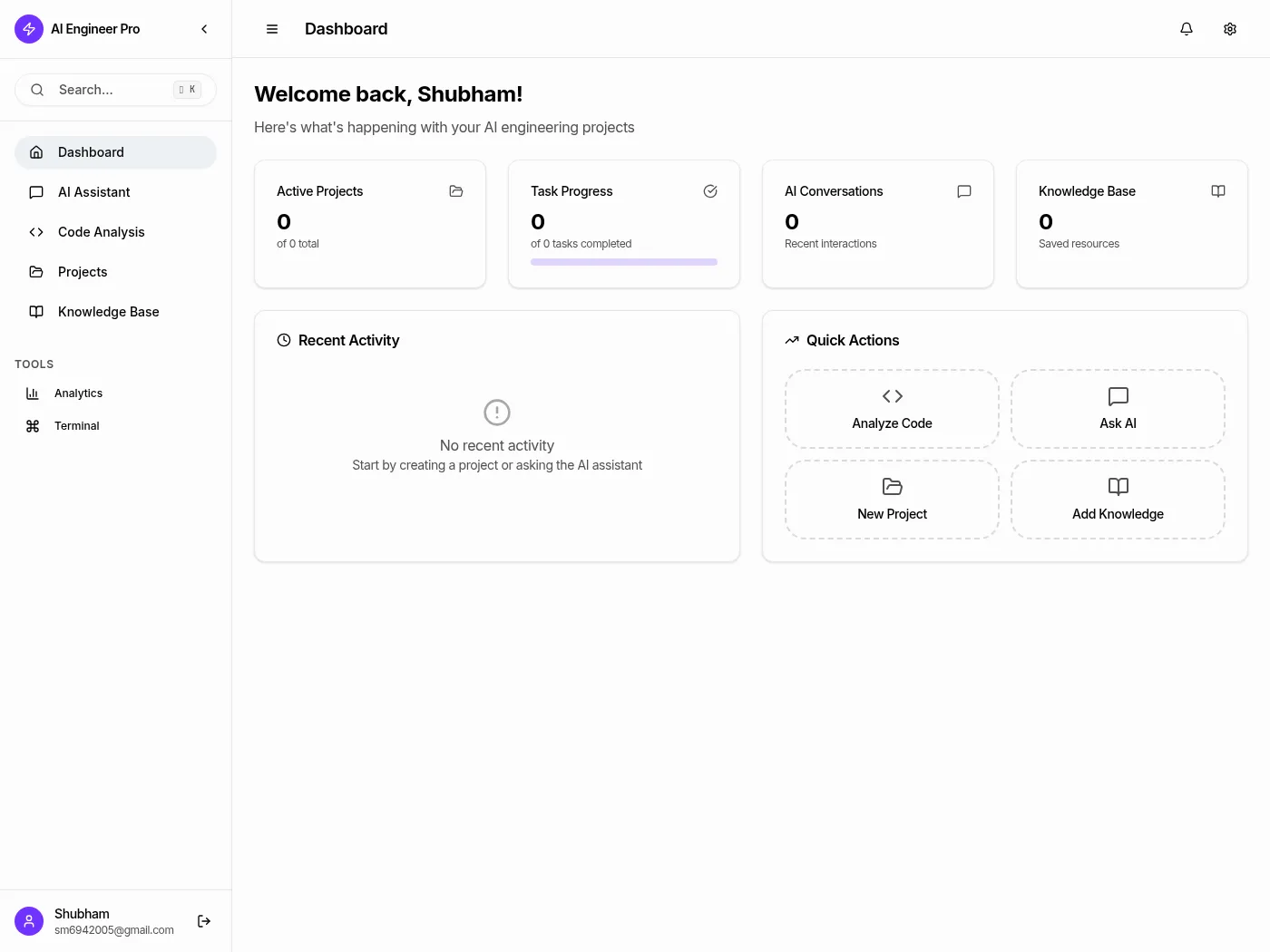 Personal AI Engineer with Professional UI