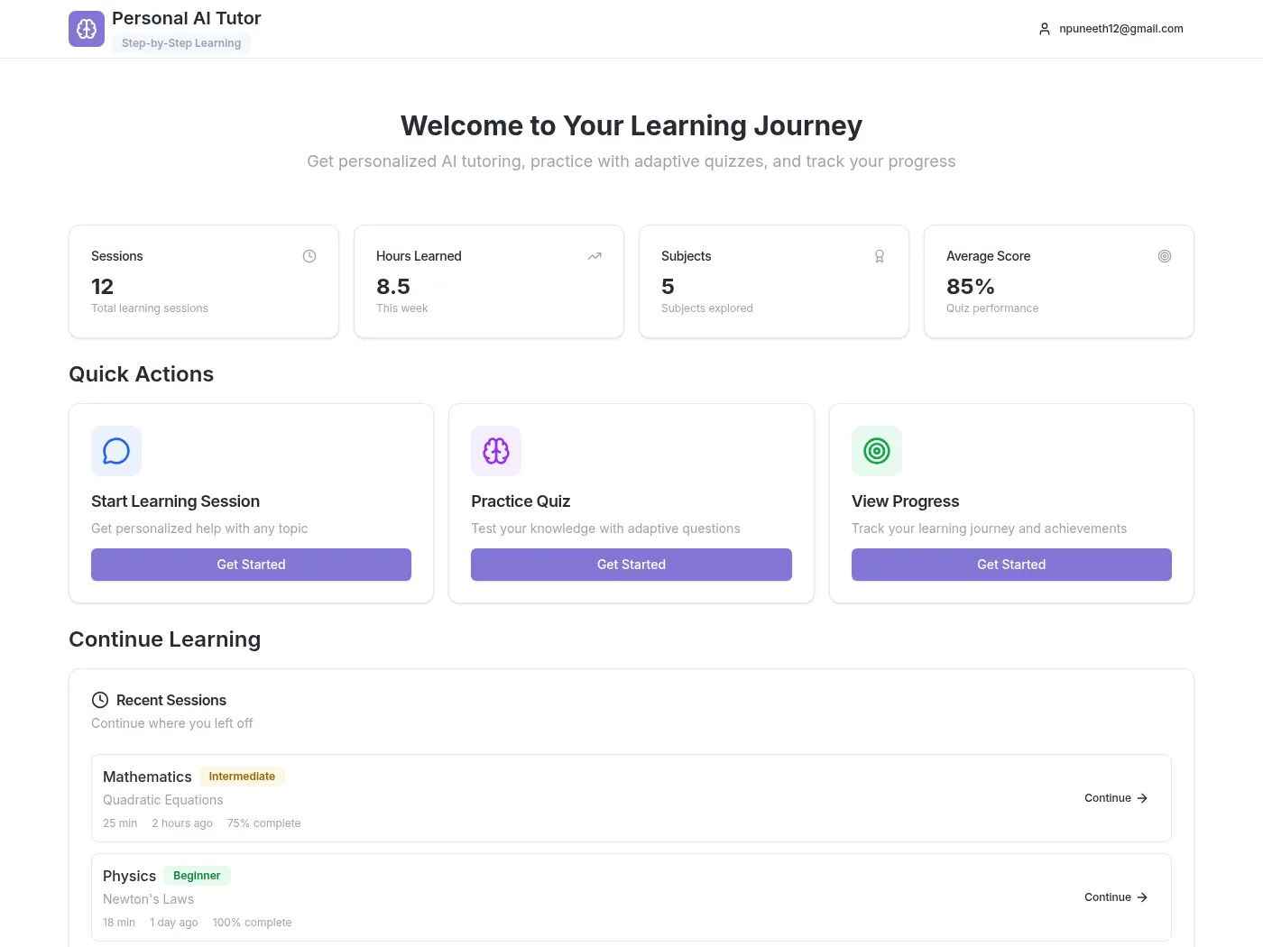 Personal AI Tutor for Step-by-Step Learning