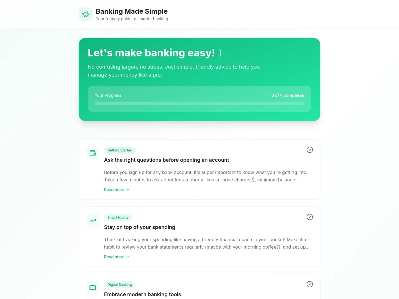 Personal Banking Guidance Web App