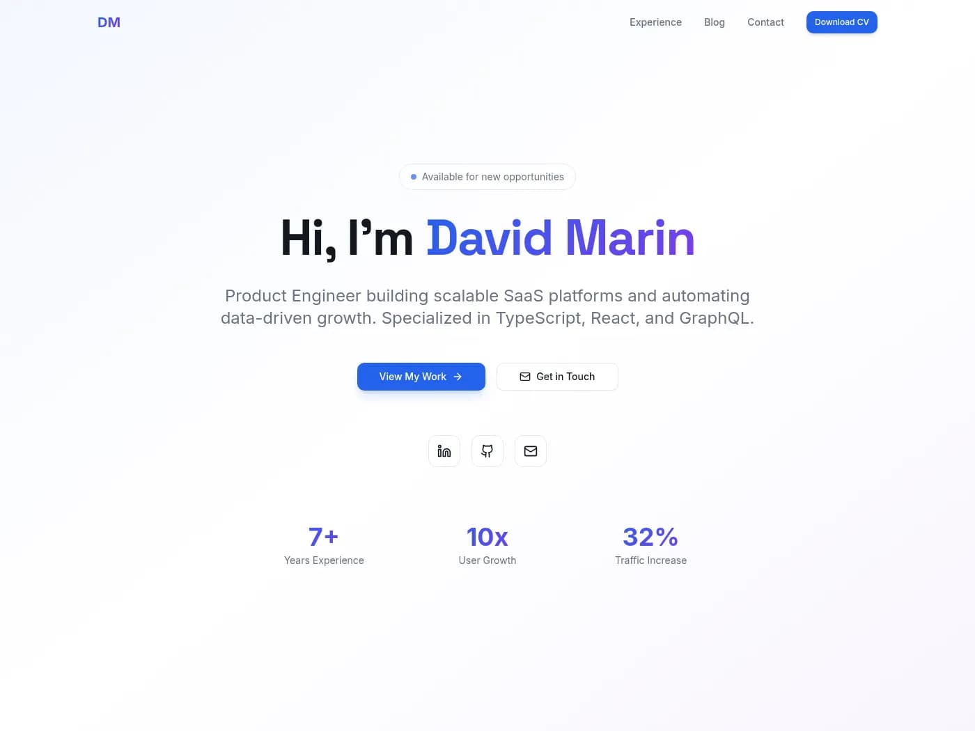 Personal Portfolio & Blog Landing Page