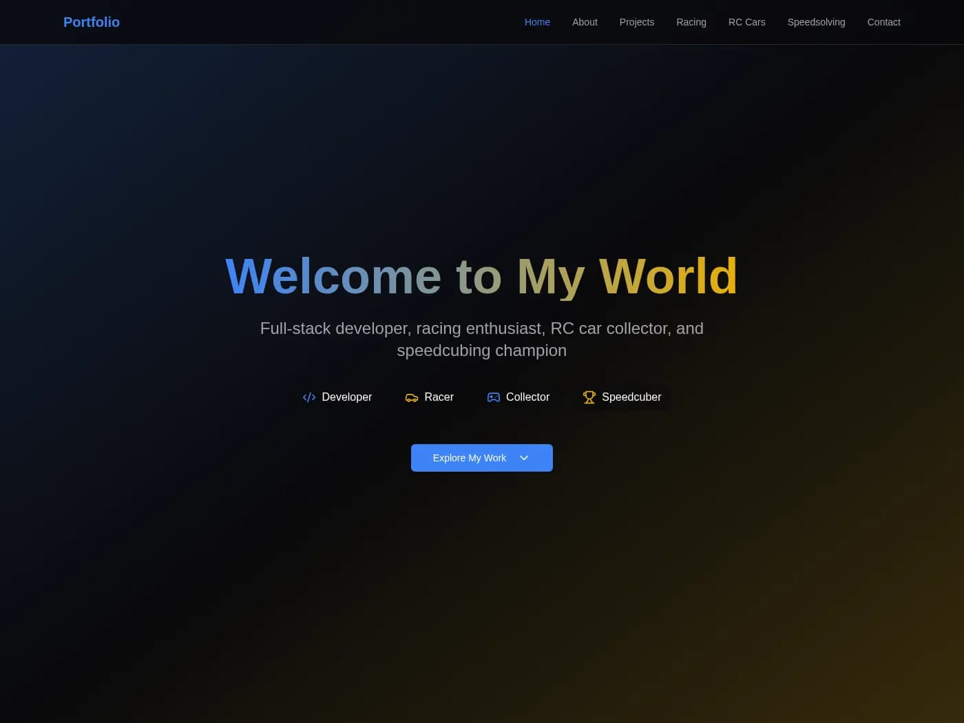 Personal Portfolio: Coding, Racing & Hobbies