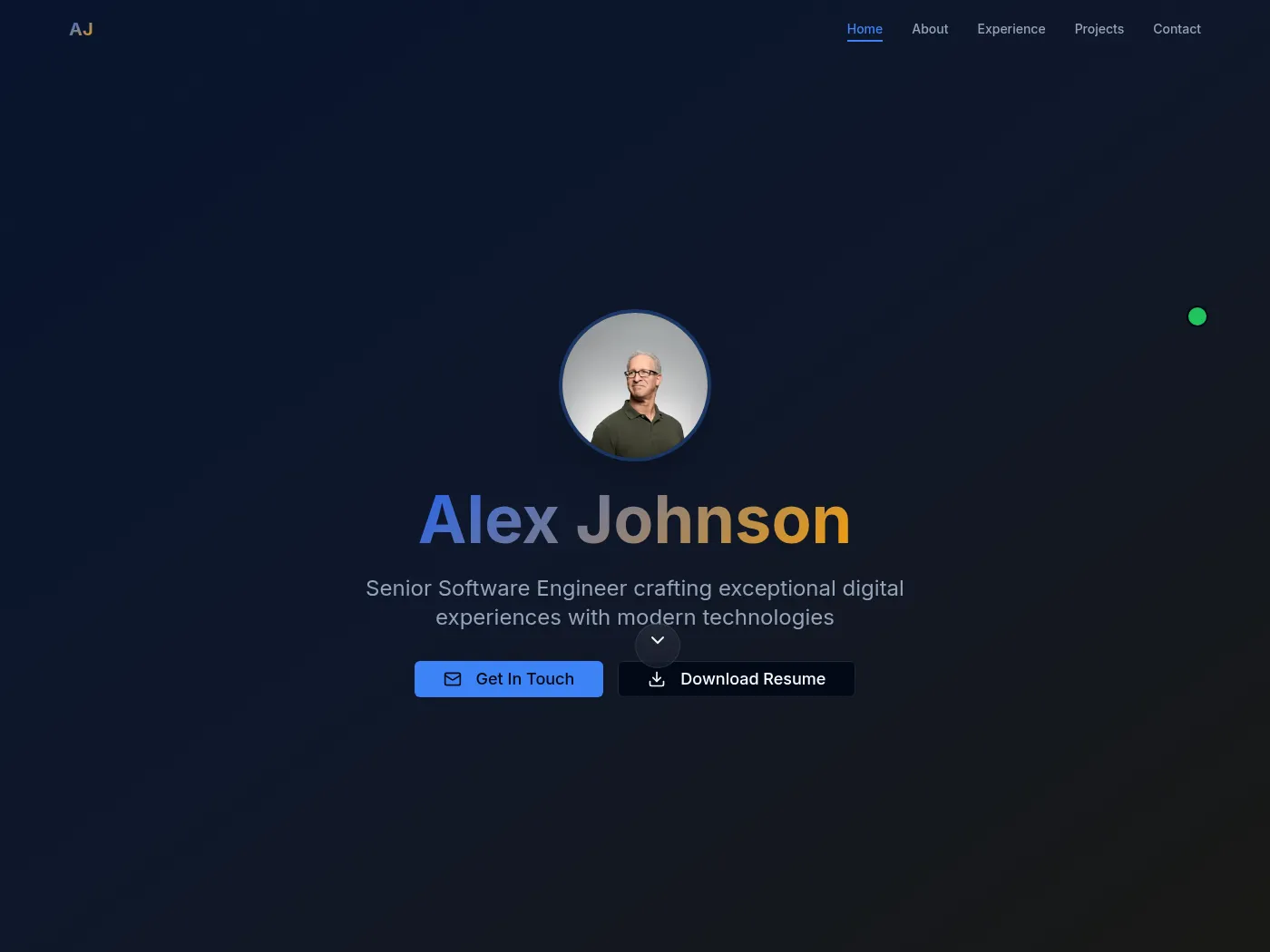 Modern Personal Resume Introduction Page for Senior Software Engineer