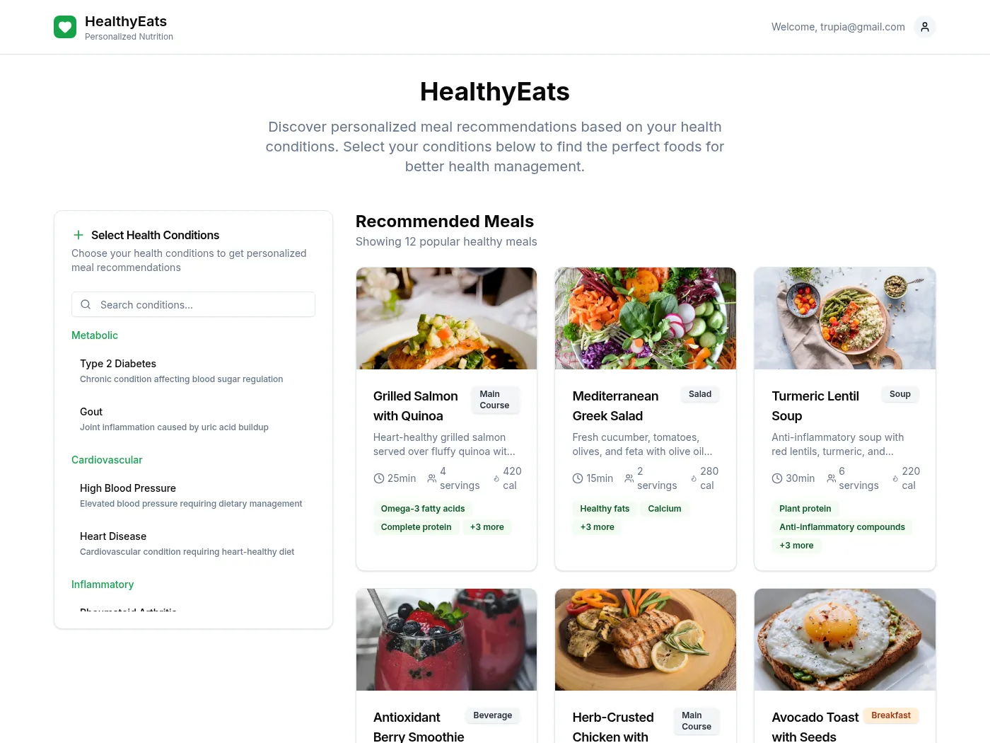 Personalized Meal Recommendations for Disease Management