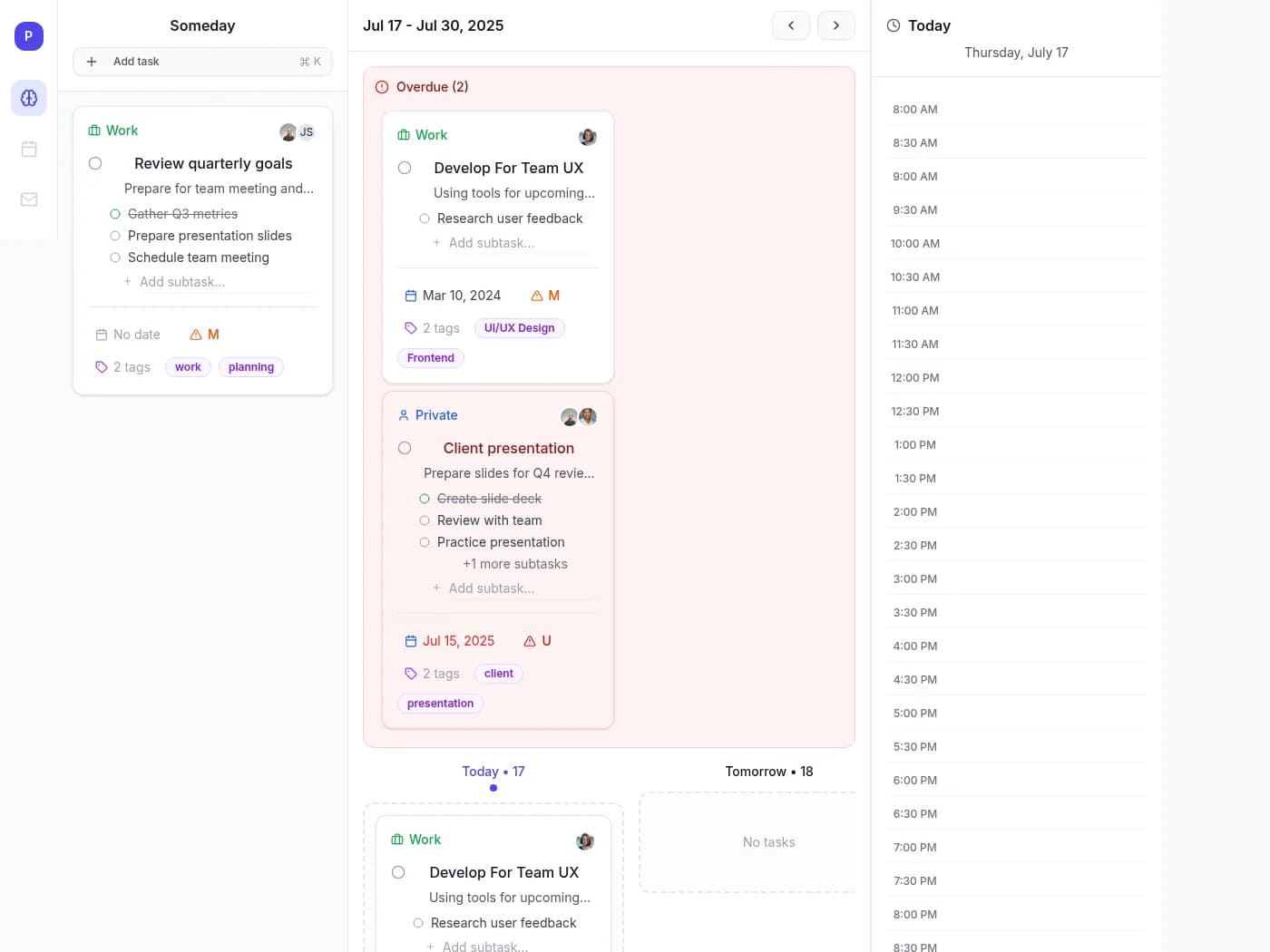 PersonalOS MVP - Plan View
