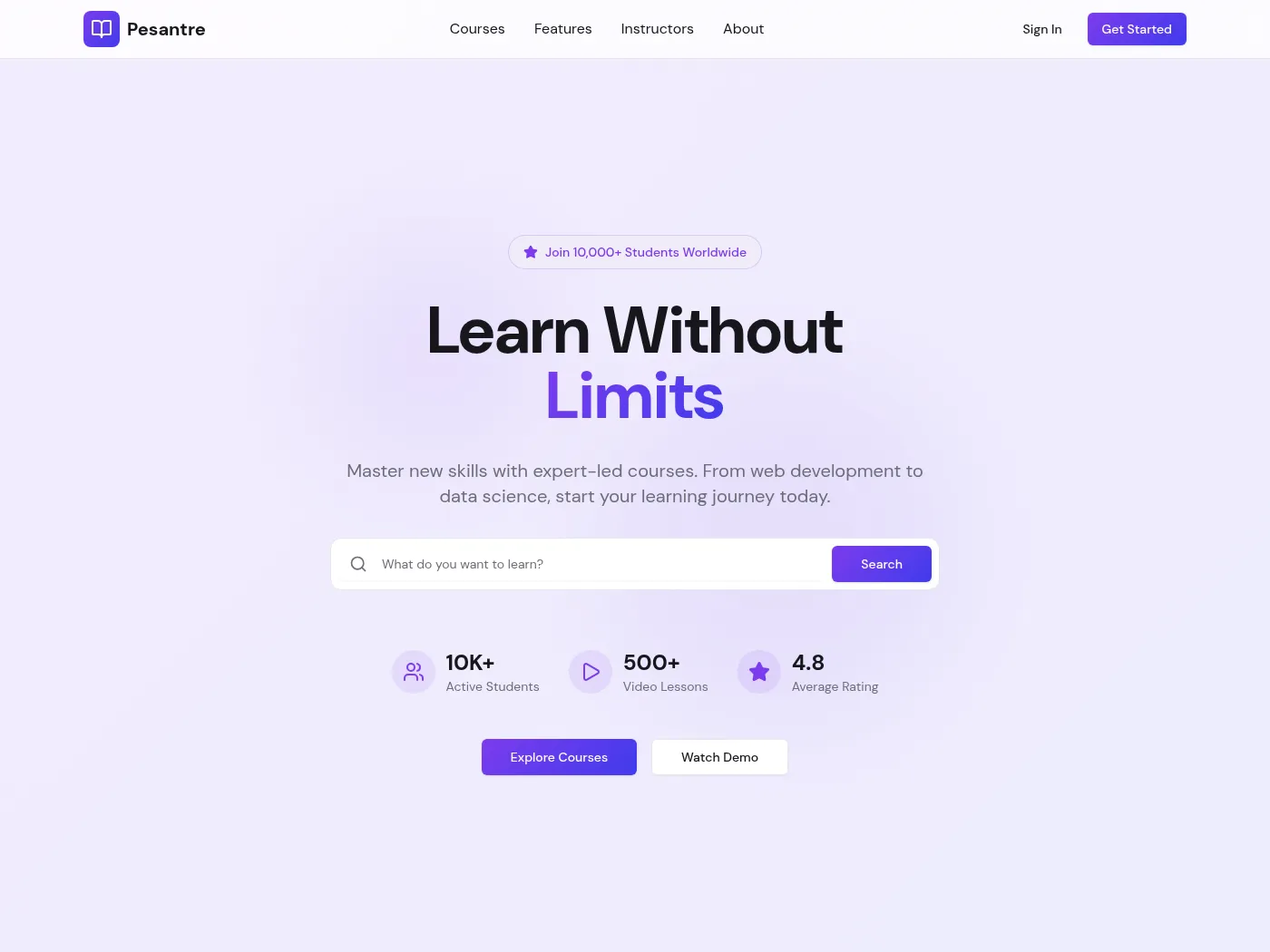 Pesantre Educational Platform Website